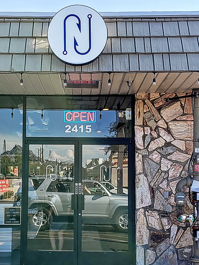 Behind these glass doors lies a seafood market so fresh you'll forget you're in the desert and not on some distant coast.