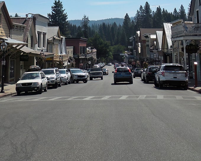 This ain't your regular small town. Nevada City's colorful Victorian buildings are the hippest seniors in California.