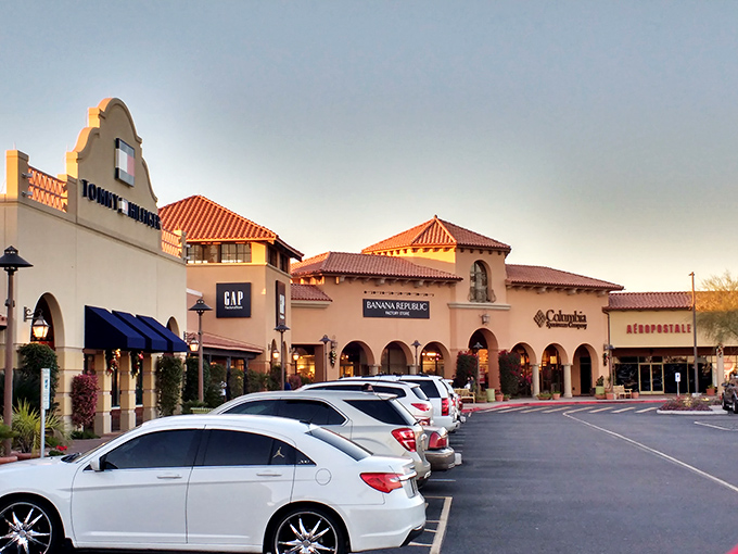 Ralph Lauren's desert outpost stands like a fashionable mirage, complete with its own saguaro sentinel standing watch over the discounts.