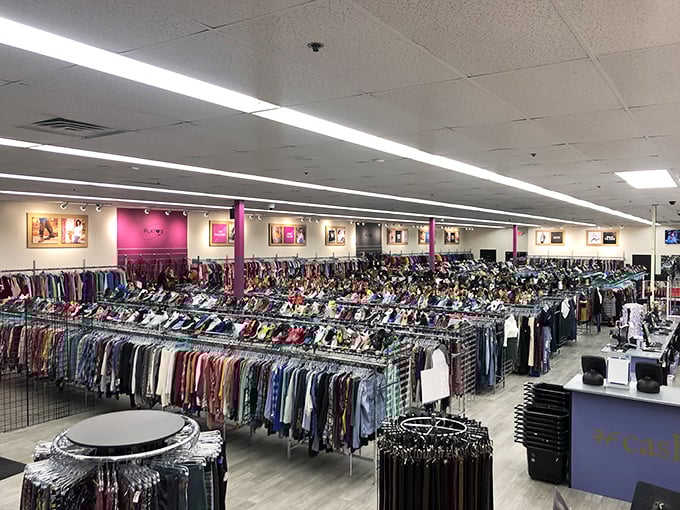 Rack after glorious rack! Plato's Closet's interior is like a department store where everything's on clearance, all the time.