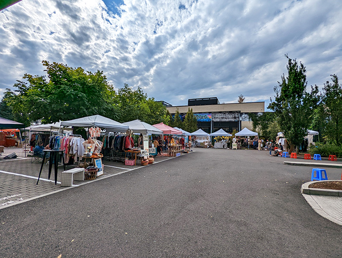 Portland Flea: Where Portland's creative spirit shines through handcrafted goods and vintage finds&mdash;no umbrella required on this sunny day!
