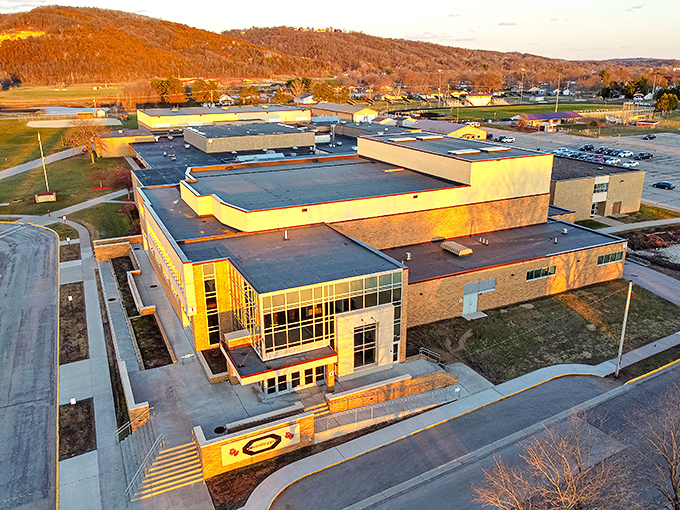 This modern school building in Prairie du Chien says "we value education" almost as loudly as "we had a good year in taxes."