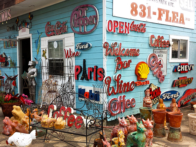 "Welcome" signs and vintage decor create a homey atmosphere where every item seems to tell its own Louisiana story.