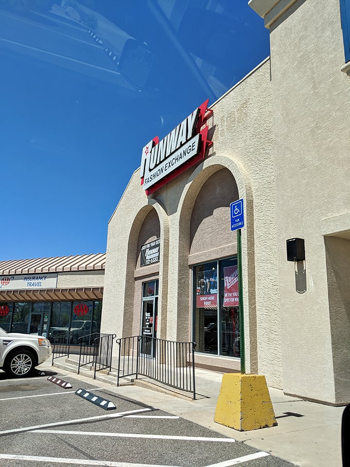 The star-studded Runway sign promises fashion gold within. Like finding designer jeans that actually fit on the first try! 