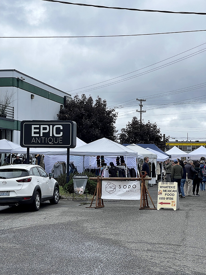 Hipster heaven! White tents and food trucks create the perfect backdrop for Seattle's most Instagram-worthy flea market experience.