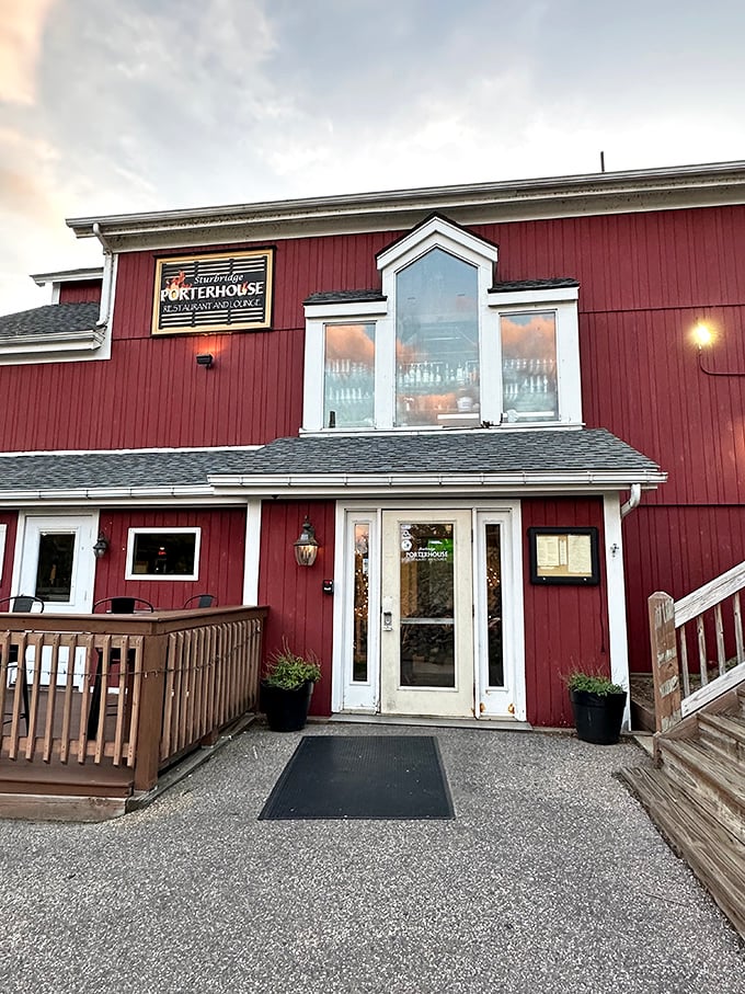 This red farmhouse might look humble, but inside lurks a porterhouse that will haunt your dreams&mdash;in the best way.