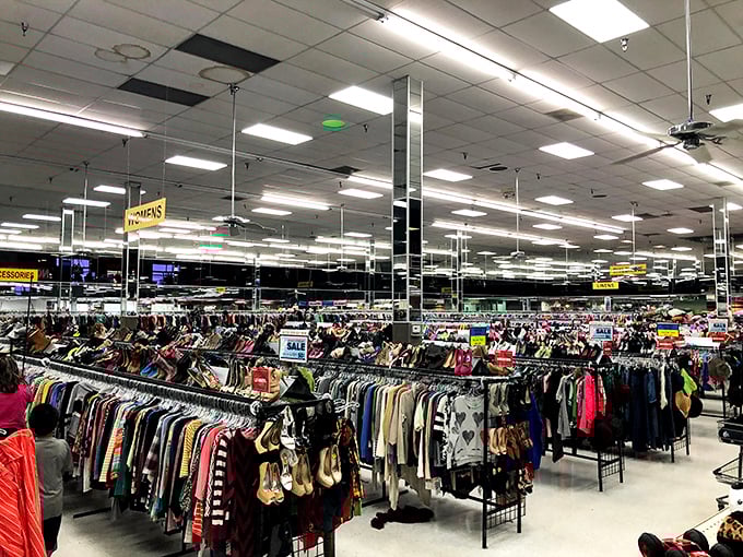 Thrift Giant's cheerful yellow sign promises over 4,000 new items daily &ndash; like Christmas morning for bargain hunters.
