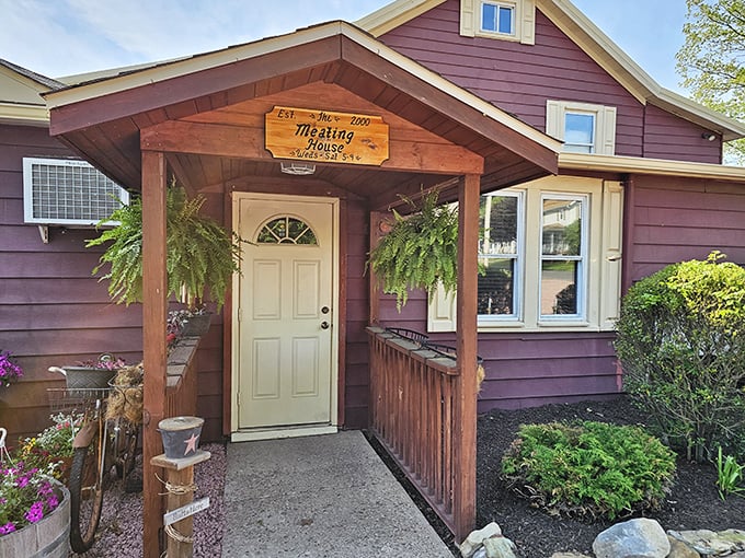 That wooden entrance sign promises exactly what you'll find inside &ndash; a place where meat lovers gather for unforgettable meals.