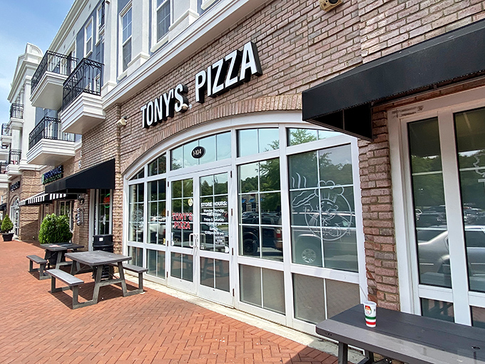 Those picnic tables outside Tony's aren't just for show&mdash;they're stages for the pizza-eating performances about to happen!