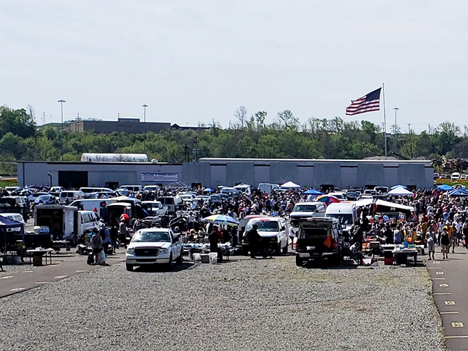 Sunday morning at Trader Jack's&mdash;where wooden tables and eager shoppers create the church of the second-hand faithful.