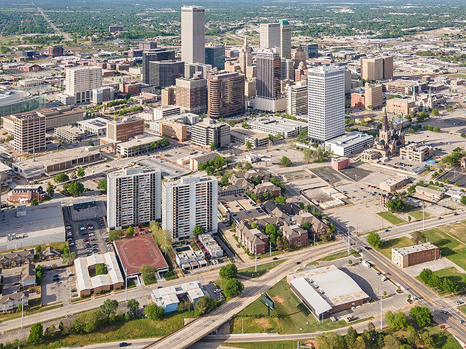 Green spaces nestled among Tulsa's affordable cityscape. Who says you can't have nature and culture on a fixed income?