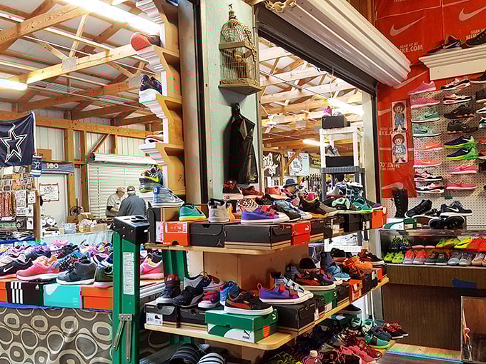 Webb Road's stalls are a sneakerhead wonderland. Who knew shoes could be arranged with such artistic flair?