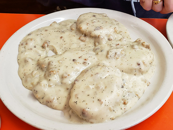 Biscuits and gravy that would make your grandmother both proud and jealous. This plate doesn't need a filter to look good.