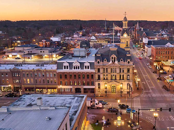 Wooster's downtown at dusk &ndash; where historic architecture meets modern lighting to create a postcard-perfect scene that makes you wonder why you ever complained about small-town living.