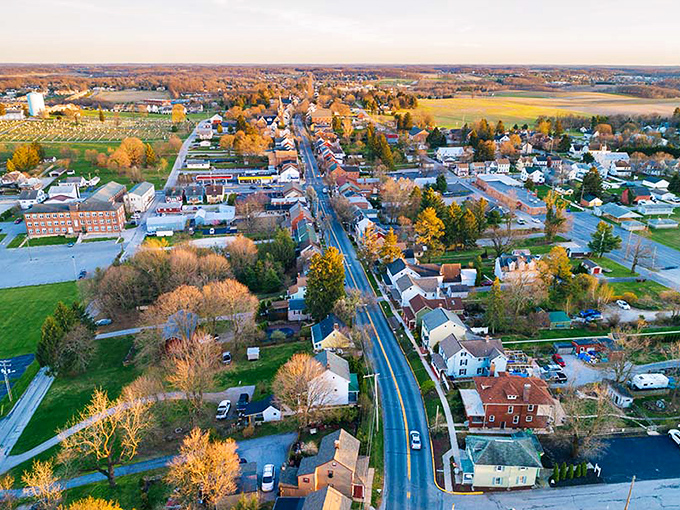 Autumn paints Ridgway in colors that would make Bob Ross reach for his palette. From above, you can see how the town nestles into the landscape like it grew there naturally.