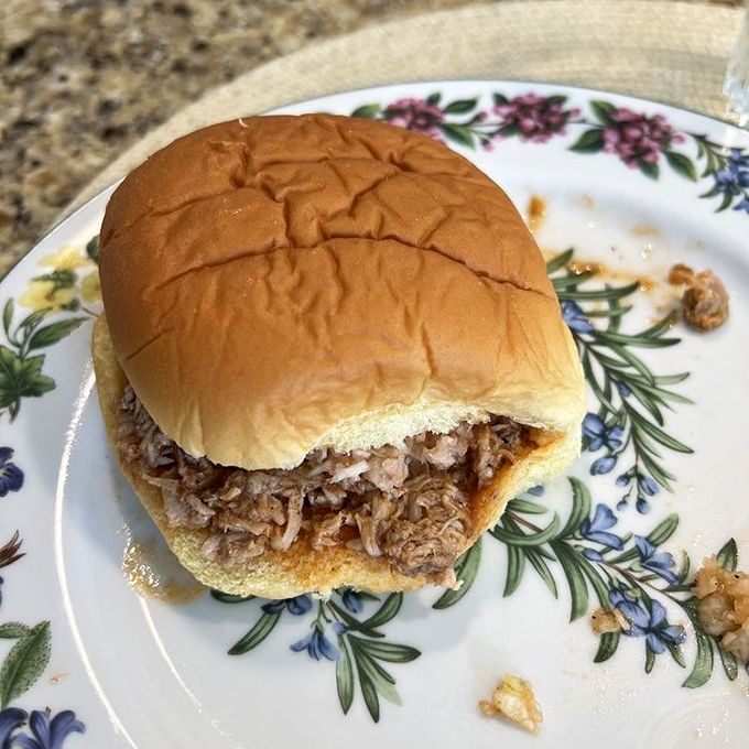 The barbecue sandwich arrives unadorned and confident, knowing it doesn't need fancy accessories to make a lasting impression.