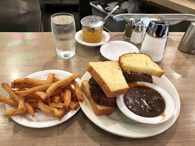 Meatloaf and fries &ndash; the dynamic duo that's been saving bad days since before superhero movies were cool. That gravy deserves its own fan club. 