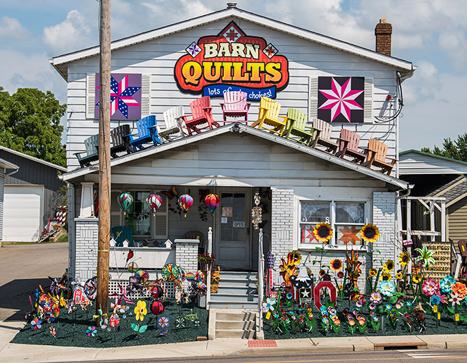 Barn Quilts beckons with a riot of colors and whimsical garden decorations &ndash; proving that Amish Country isn't just about subdued simplicity.