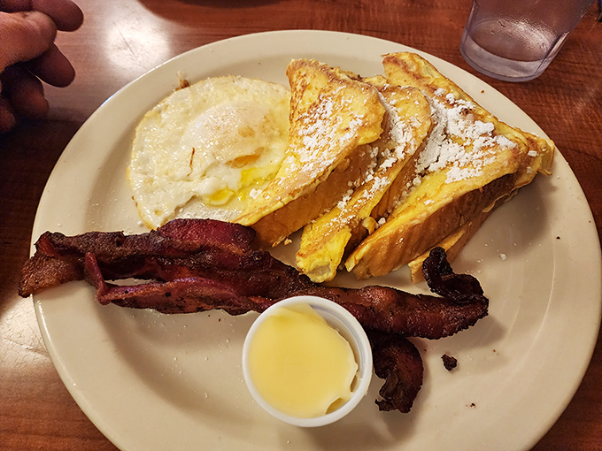 The French toast and bacon combo&mdash;proof that simplicity, when executed perfectly, beats culinary gymnastics every time.