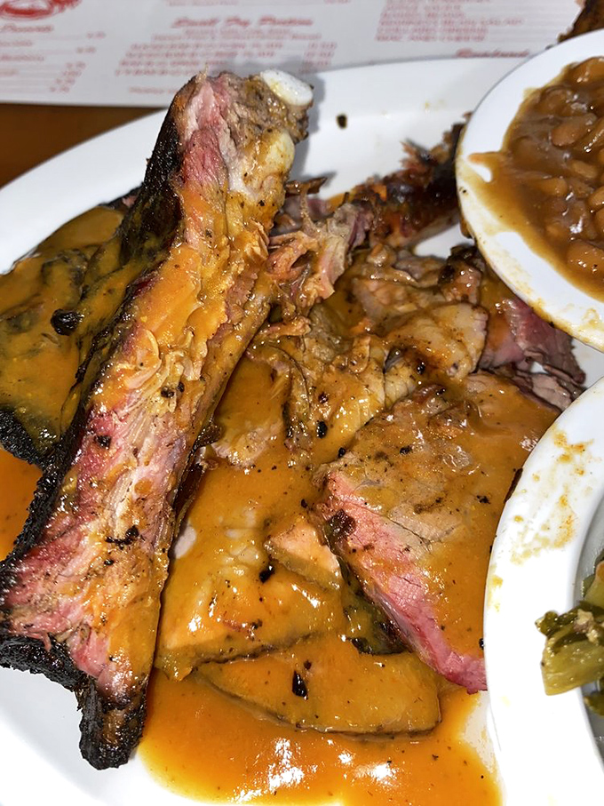 Smoke ring perfection! These ribs tell the story of patience, oak wood, and barbecue traditions that predate most Florida developments.