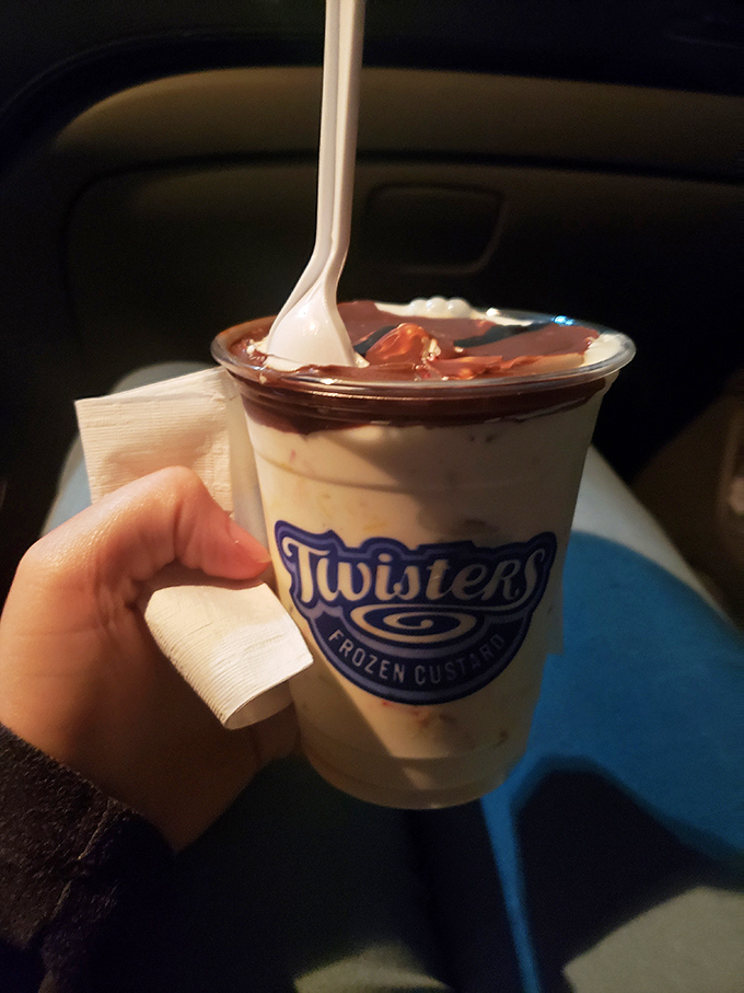 This isn't just custard&mdash;it's a relationship. The way that chocolate sauce cascades over vanilla custard creates a romance novel in edible form.