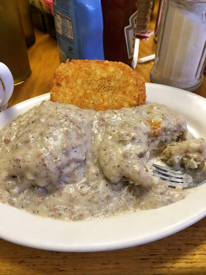 This country-fried steak swimming in peppery sausage gravy isn't diet food &ndash; it's soul food that makes you forget you ever owned a bathroom scale.