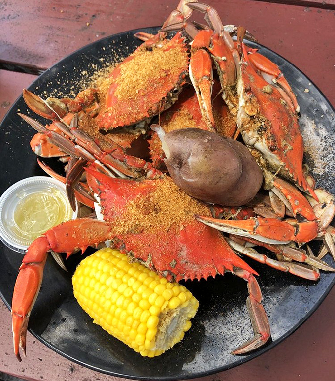 Blue crabs dusted with signature spice blend – the kind of dish that justifies wearing a bib and abandoning all table manners.