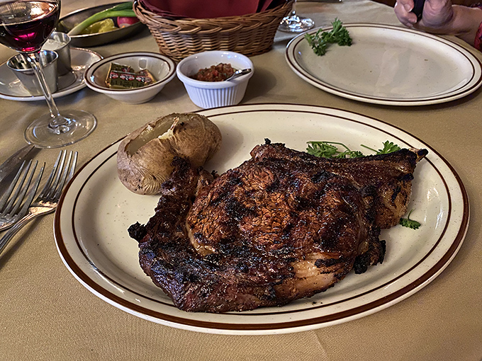 A bone-in steak that makes you understand why cavemen invented fire in the first place. 