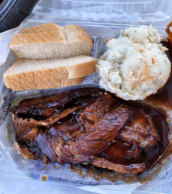 Brisket so tender it surrenders at first bite, paired with potato salad that your grandmother would approve of.