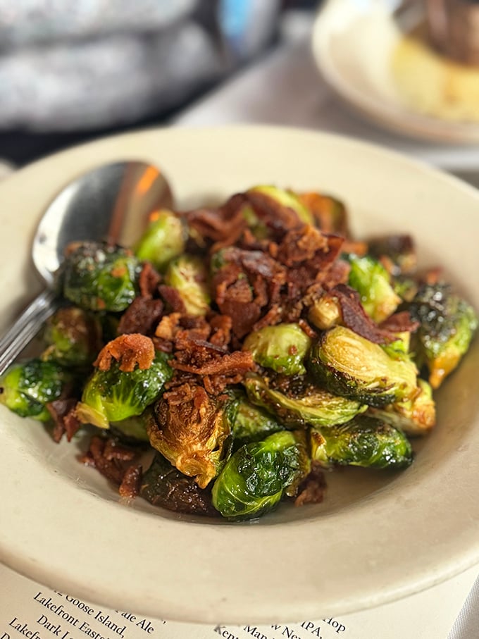 Brussels sprouts that could convert even the most dedicated vegetable skeptics, with bacon adding that magical touch that makes everything better.