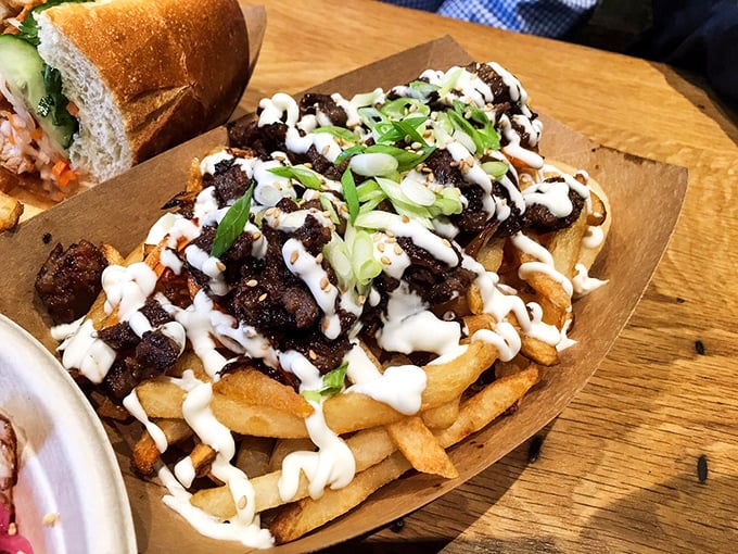 Bulgogi fries: where Korea meets Idaho in a cross-cultural romance. The marriage of tender beef, creamy sauce, and crispy potatoes is a love story for your taste buds.