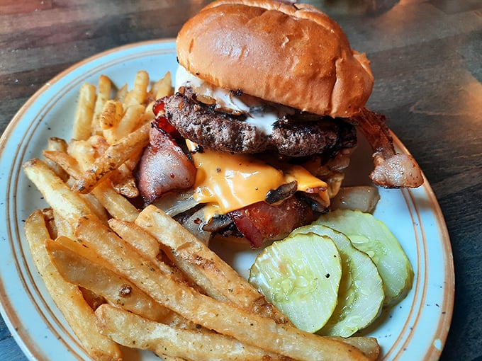 This isn't just a burger &ndash; it's a hand-pattied masterpiece of beef, bacon and cheese that makes fancy $20 city burgers weep with inadequacy.