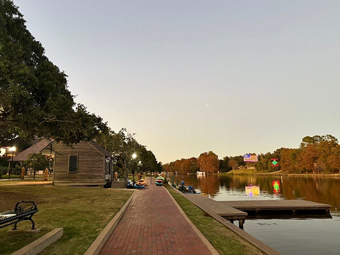 Sunset along Cane River Lake transforms an already charming walkway into something that belongs on the cover of Southern Living.