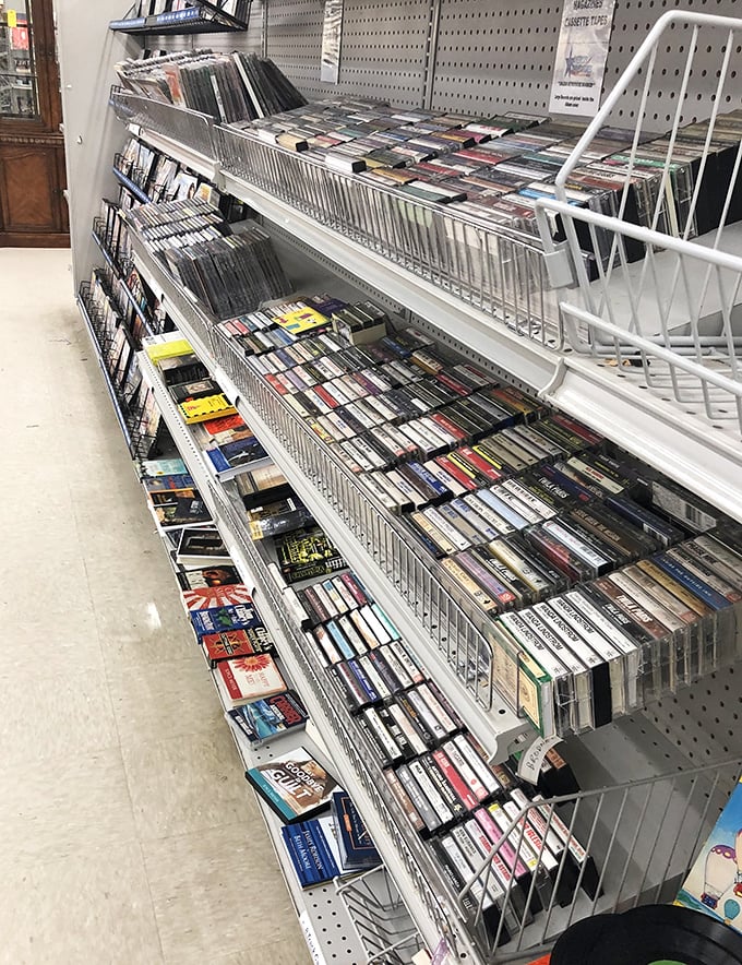 Remember these? The vintage media section is a time capsule where millennials discover their parents' music and Gen-Xers rediscover their youth.