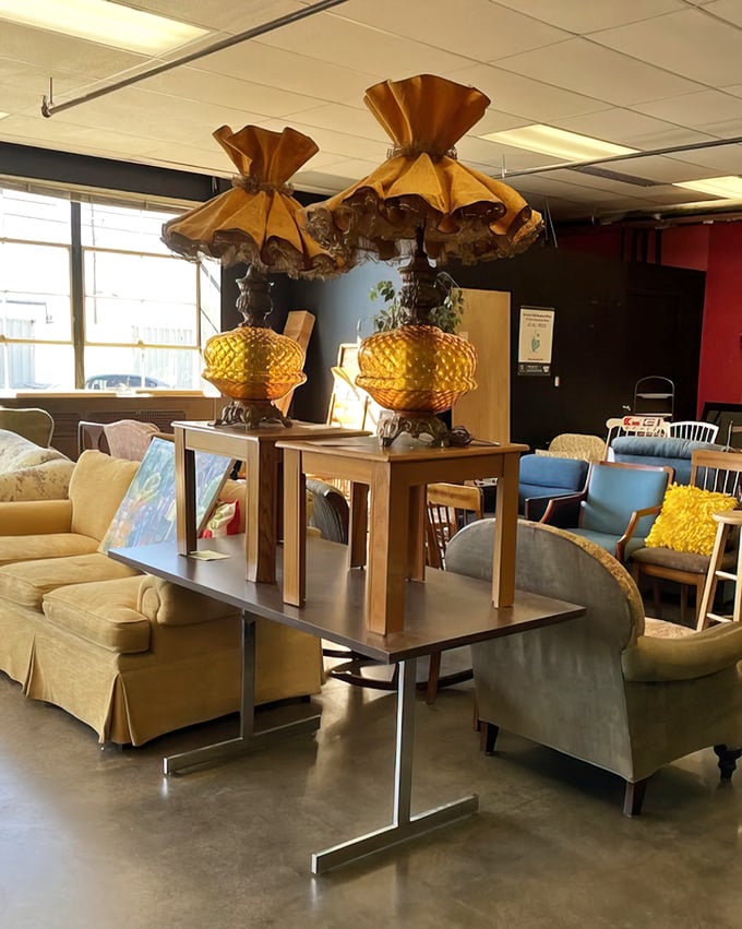 Those aren't just vintage lamps&mdash;they're time machines to grandma's living room, complete with gold shades that somehow look both dated and timeless.