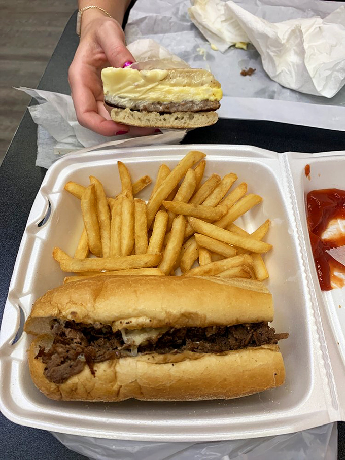 The Philadelphia cheesesteak reimagined for lunch&mdash;tender meat, melted cheese, and fries that could make a Frenchman weep with joy.