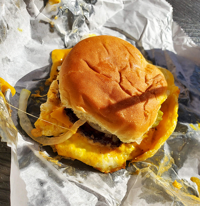 Behold the humble cheeseburger, wrapped in foil like the gift it truly is. No frills, no gimmicks, just decades of perfected simplicity.