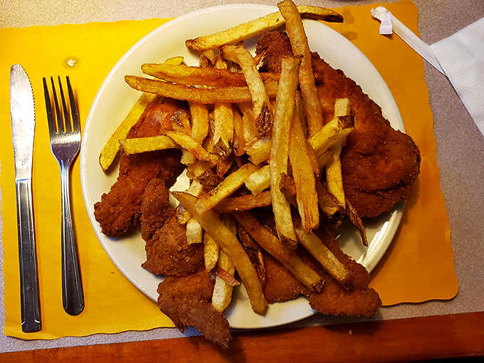 These aren't just chicken and fries&mdash;they're a masterclass in simplicity. Notice how the fries are practically standing at attention for their crispy commander.