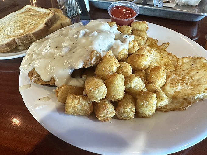 Country-fried steak and tater tots &ndash; proof that sometimes the most satisfying meals come on plates that wouldn't dare call themselves "artisanal."