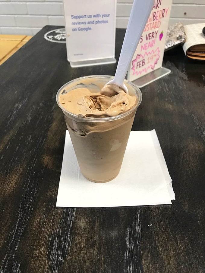 Chocolate custard with Reese's creates the peanut butter-chocolate marriage that relationship counselors study as the gold standard of perfect pairings.