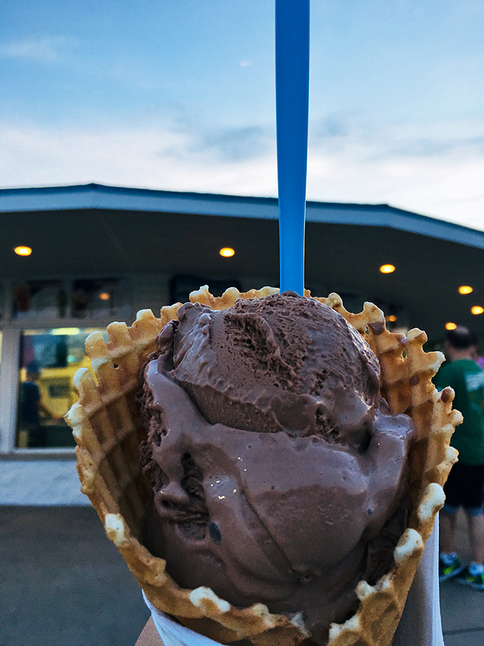 Chocolate custard in a freshly made waffle cone &ndash; proof that sometimes the classics need no improvement.
