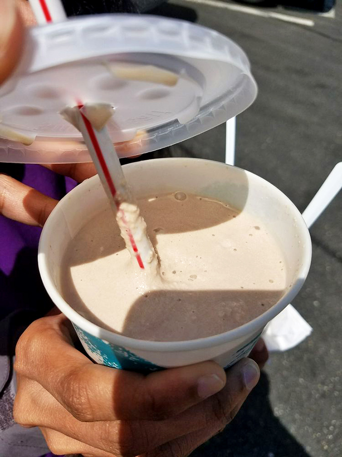A chocolate malt so thick the straw stands at attention. This isn't a drink&mdash;it's a commitment, a relationship, possibly a lifestyle choice.