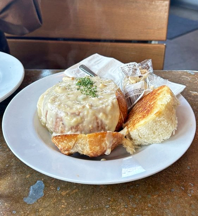 Clam chowder so hearty it could qualify as a main course, with chunks of clam playing hide-and-seek in a creamy ocean of flavor.