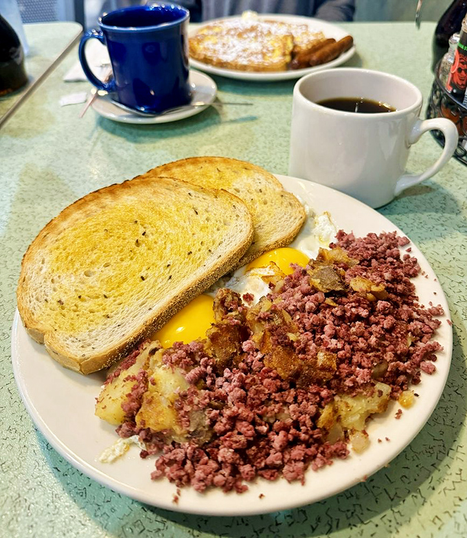 Corned beef hash that doesn't mess around – hearty, homestyle, and exactly what your morning needs after a night of Pittsburgh revelry.