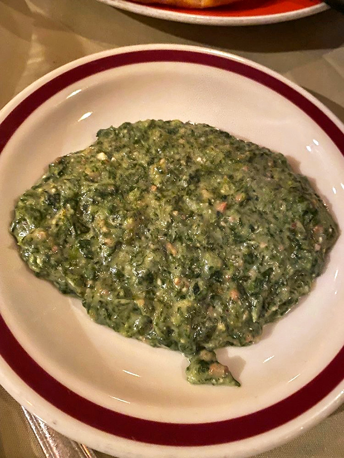 Creamed spinach so decadent Popeye would abandon his canned version forever. The perfect savory counterpoint to the beef's richness.