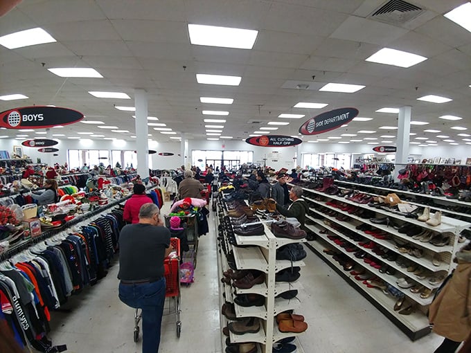 The clothing section stretches toward infinity. More wardrobe options than a Hollywood costume department, with prices that won't require a second mortgage.