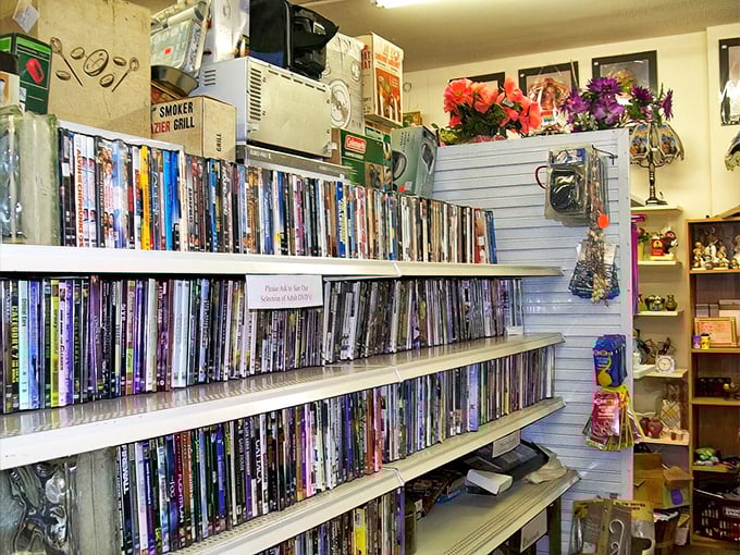 The DVD section&mdash;a Netflix queue before streaming existed. Find that obscure film your friends won't believe you've watched, organized with surprising precision. 