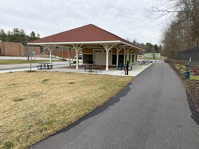 This charming pavilion along Brevard's bike path offers the perfect spot to catch your breath, have a picnic, or pretend you're not completely winded.