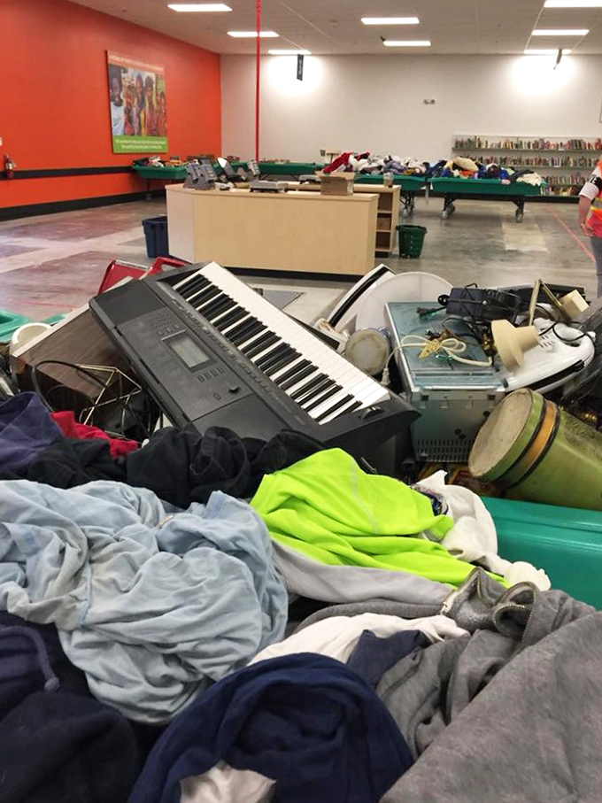 A keyboard among the clothing? This is treasure hunting at its most unpredictable and delightful.