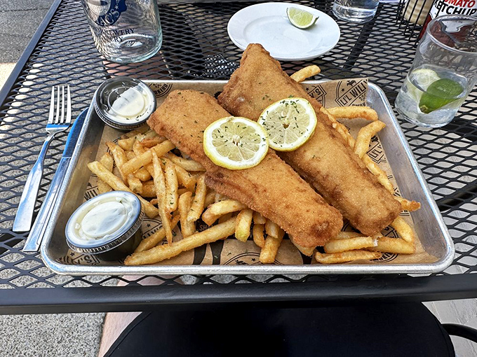 The fish and chips that launched a thousand Springfield debates. That perfect crunch when your fork breaks through is basically culinary ASMR.